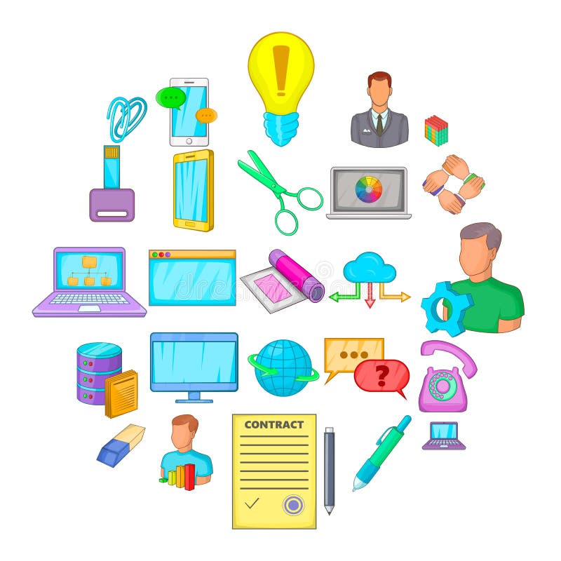 Placement Icons Set, Cartoon Style Stock Vector - Illustration of ...