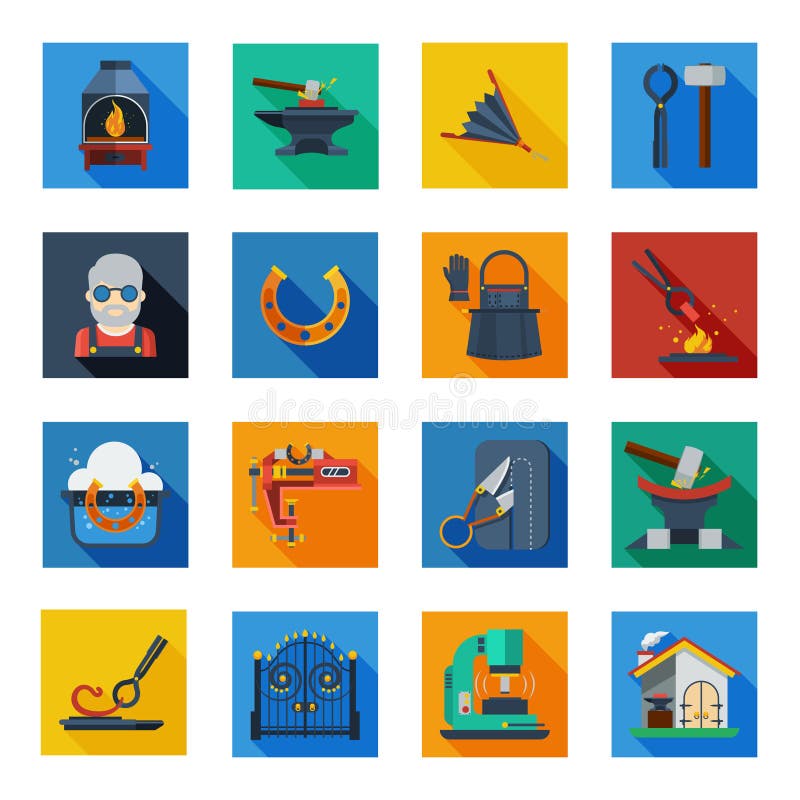 Places D'Icons in Colorful De Forgeron Illustration de Vecteur ...