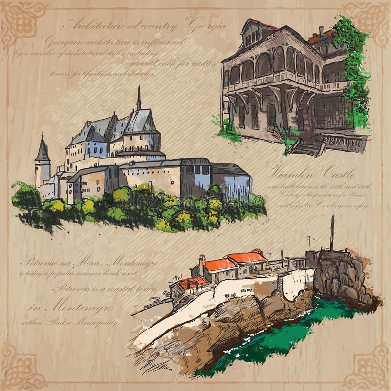 Places And Architecture Around The World Stock Vector - Illustration of ...