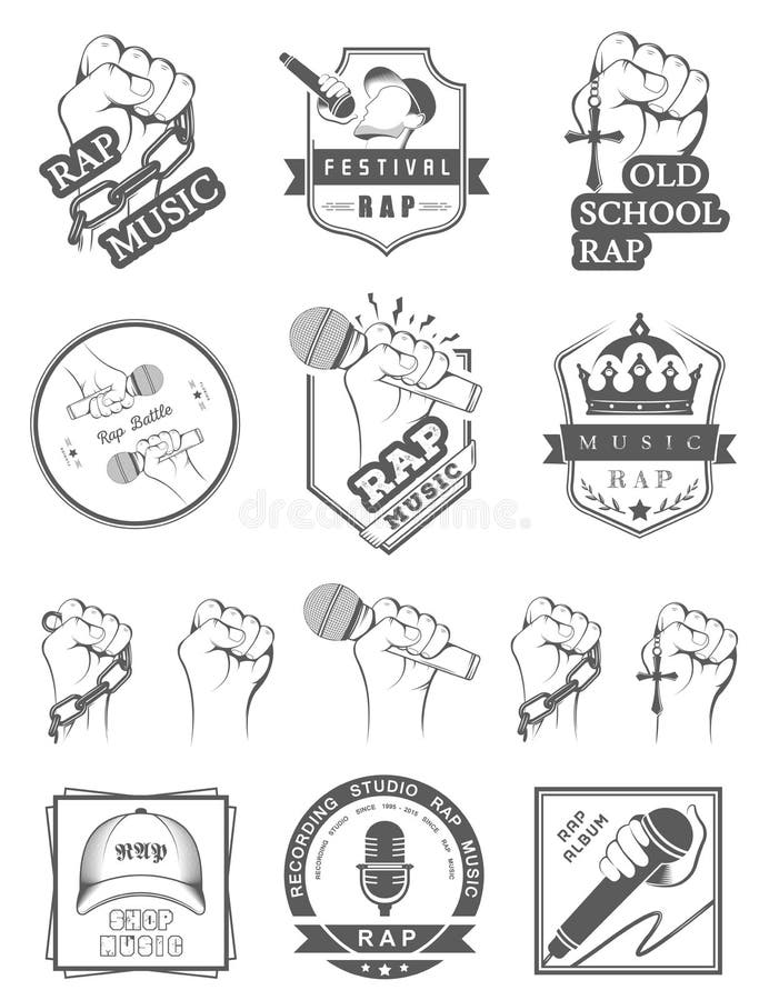 Placez Les Logos Et Badges Le Rap Illustration Stock - Illustration du ...