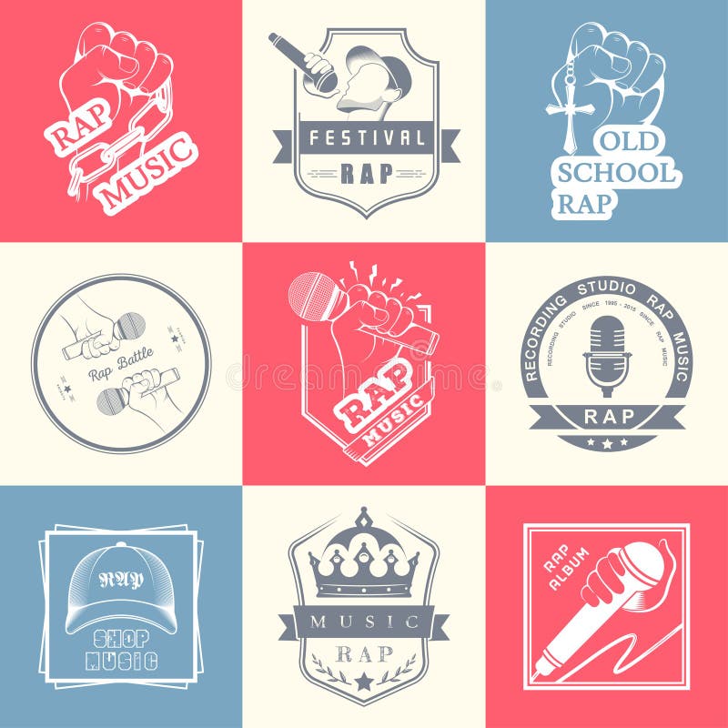 Placez Les Logos Et Badges Le Rap Illustration Stock - Illustration du ...