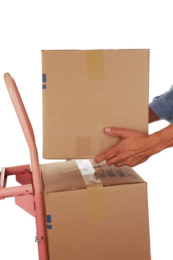 Placing Box on Hand Truck stock photo. Image of dolly - 4791060