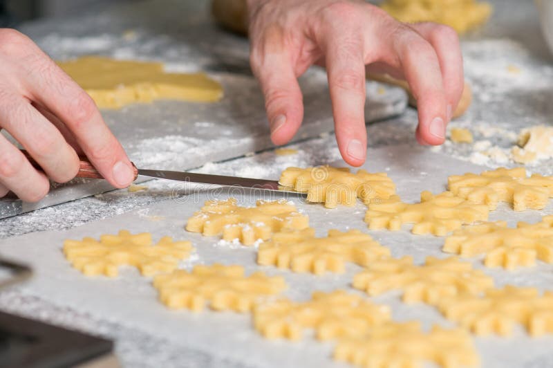 Placing Cookies after Cutting on Backing Paper Stock Photo - Image of ...