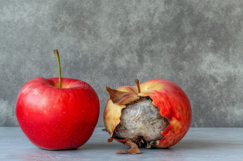 By Placing a Fresh, Bright Apple Alongside a Rotting One, the ...