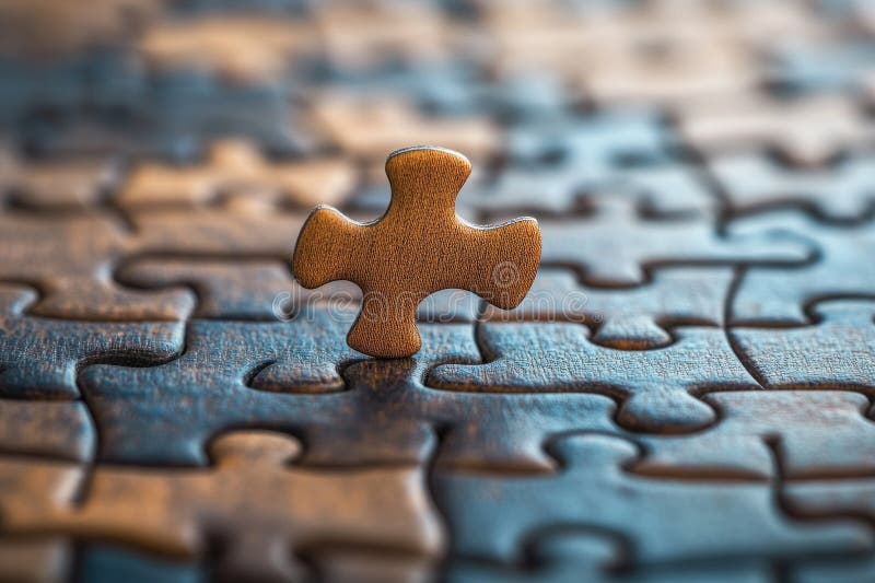 Placing Puzzle Piece into Jigsaw Puzzle for Completion Concept and ...