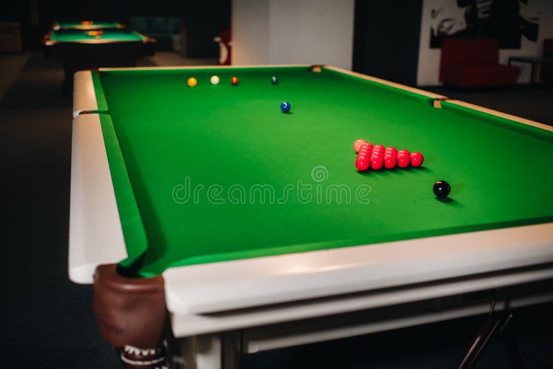 Placing Snooker Balls on a Green Billiard Table Stock Image - Image of ...
