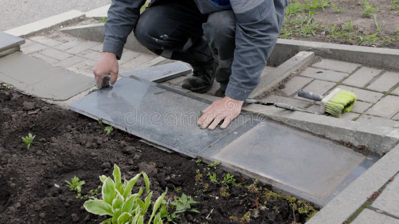 Placing Tile on Prepared Mortar Bed Stock Video - Video of hands, tile ...