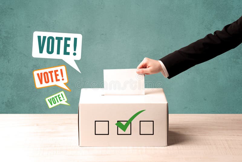 Placing a Voting Slip into a Ballot Box Stock Image - Image of campaign ...