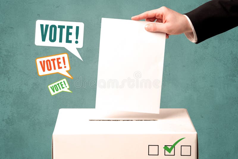 Placing a Voting Slip into a Ballot Box Stock Photo - Image of ...