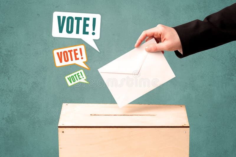 Placing a Voting Slip into a Ballot Box Stock Photo - Image of ...