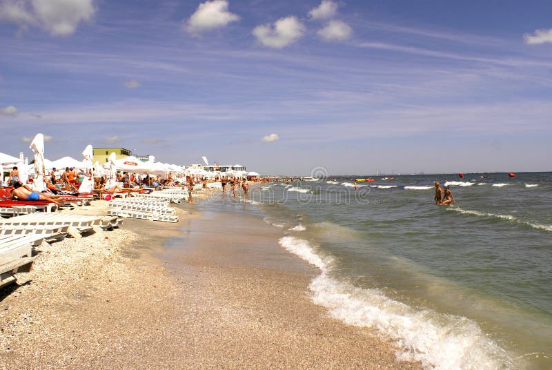 Plage de Mamaia, Roumanie image stock. Image du horizontal - 71458567