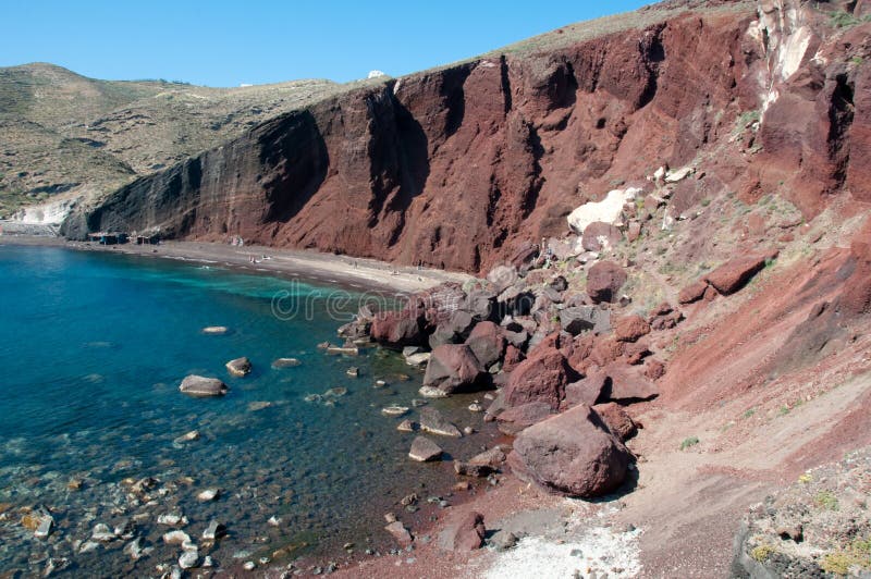 La Plage Rouge Sur L'île De Santorini, Grèce Image stock - Image du ...