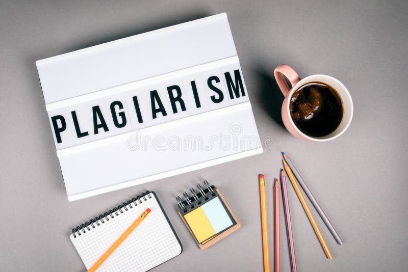 Plagiarism. Text in Light Box Stock Photo - Image of authorship ...