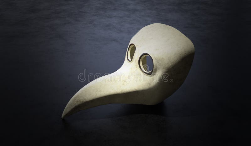 Plague Mask of Medieval Doctor on Black Background. 3D Rendered ...