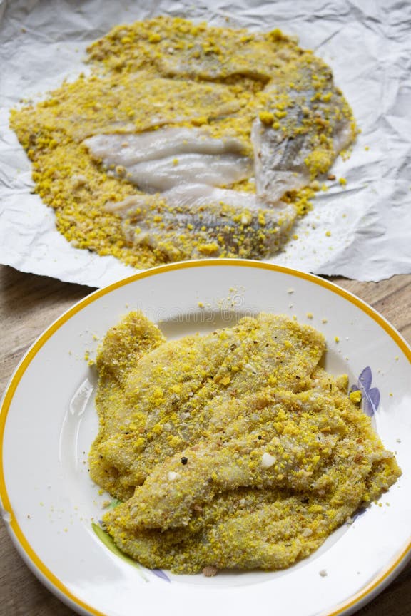 Plaice Fillets Just Breaded Stock Image - Image of fillet, breaded ...