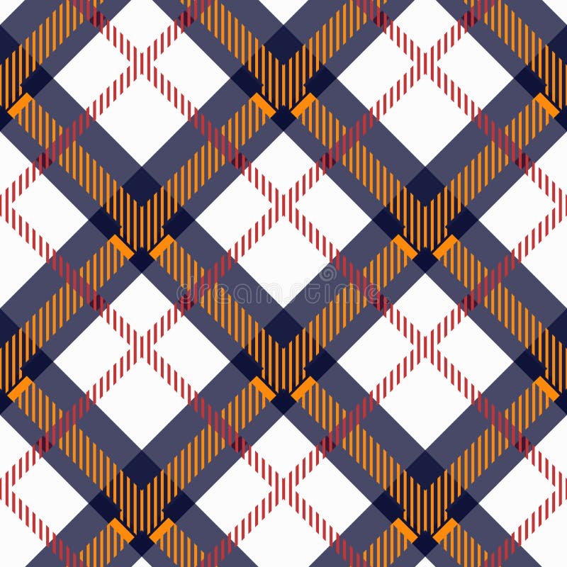 Plaid Check Pattern in Orange, Blue, Red, Black and White. Seamless ...