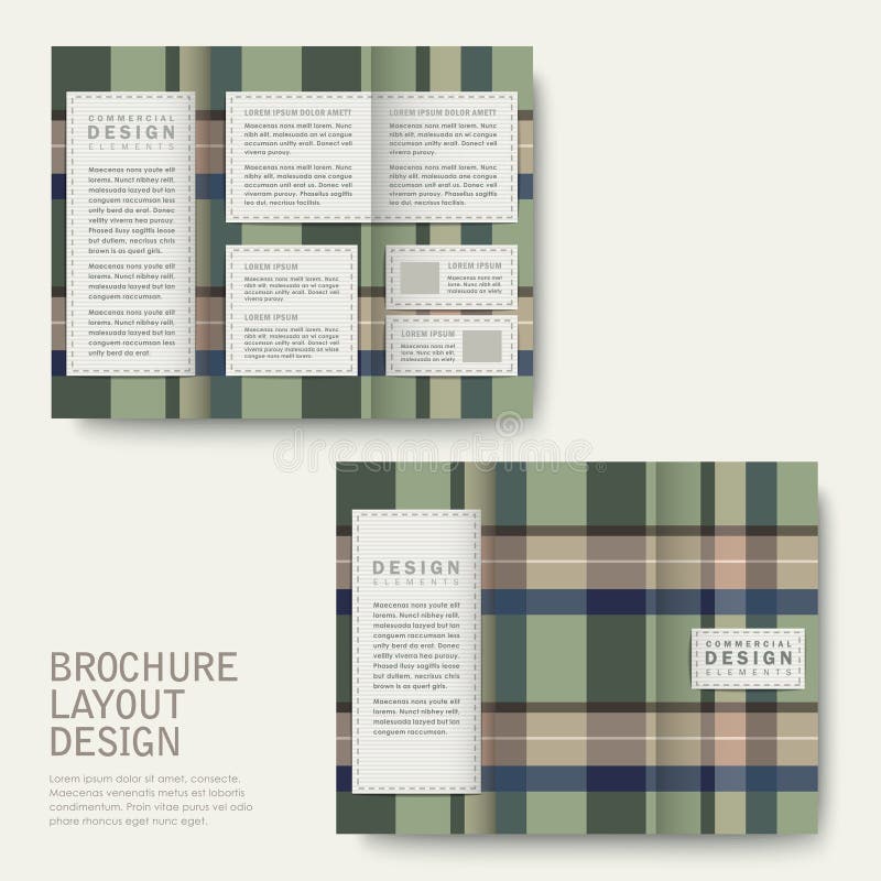 Plaid Design Tri-fold Template Set Stock Vector - Illustration of ...