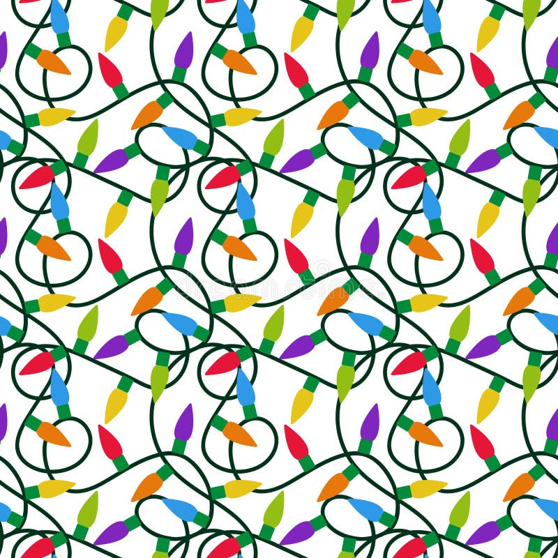 Christmas Lights Seamless Pattern Stock Vector - Illustration of ...