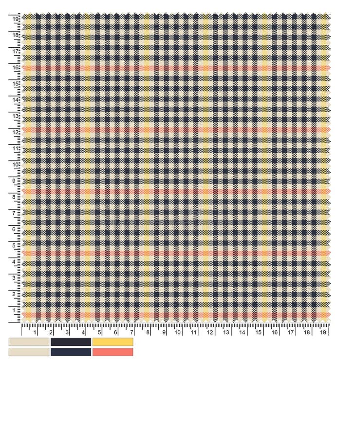 Detailed Plaid Fabric Swatch with Ruler Showing Dimensions and Color ...