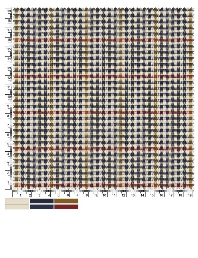 Detailed Plaid Fabric Swatch with Ruler Showing Dimensions and Color ...