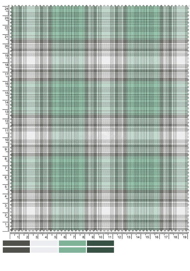 Detailed View of a Plaid Fabric Swatch with Ruler and Color Palette ...