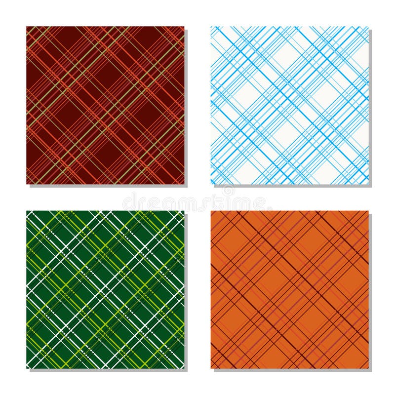 Plaid Fabric Texture Set. Four Seamless Patterns. Stock Vector ...