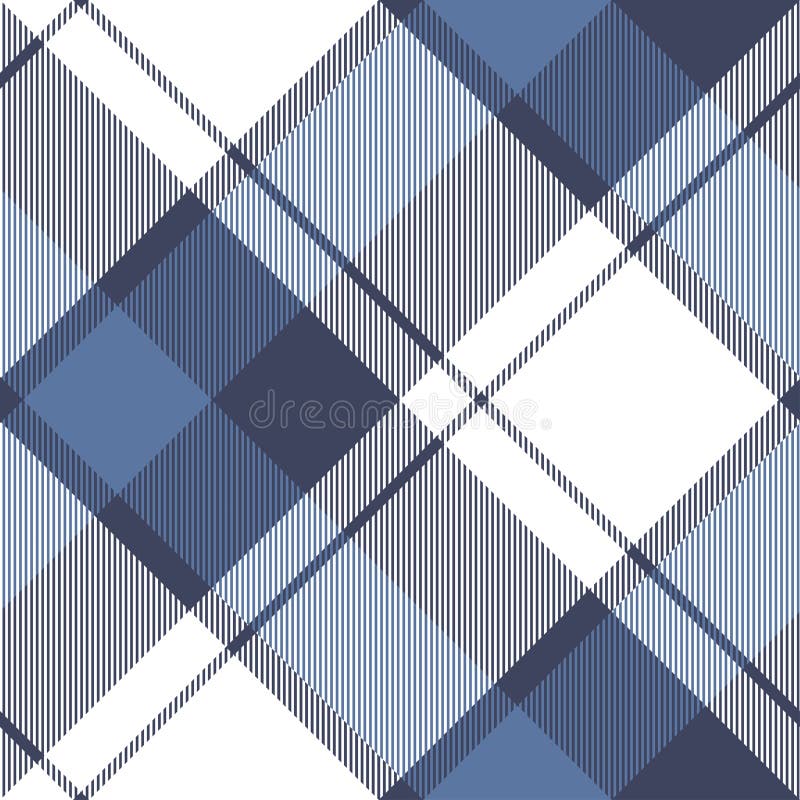 Seamless Plaid Pattern in Blue, Navy and White. Diagonal Print Stock ...