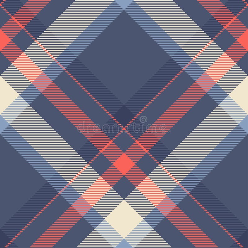 Seamless Diagonal Plaid Pattern in Blue, Indigo, Red and Ivory Stock ...