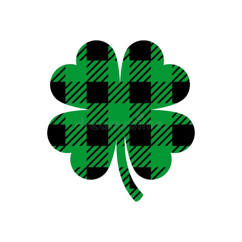 Plaid Pattern Clover Icon, Lucky Clover. Four Leaf Clover Icon, Vector ...