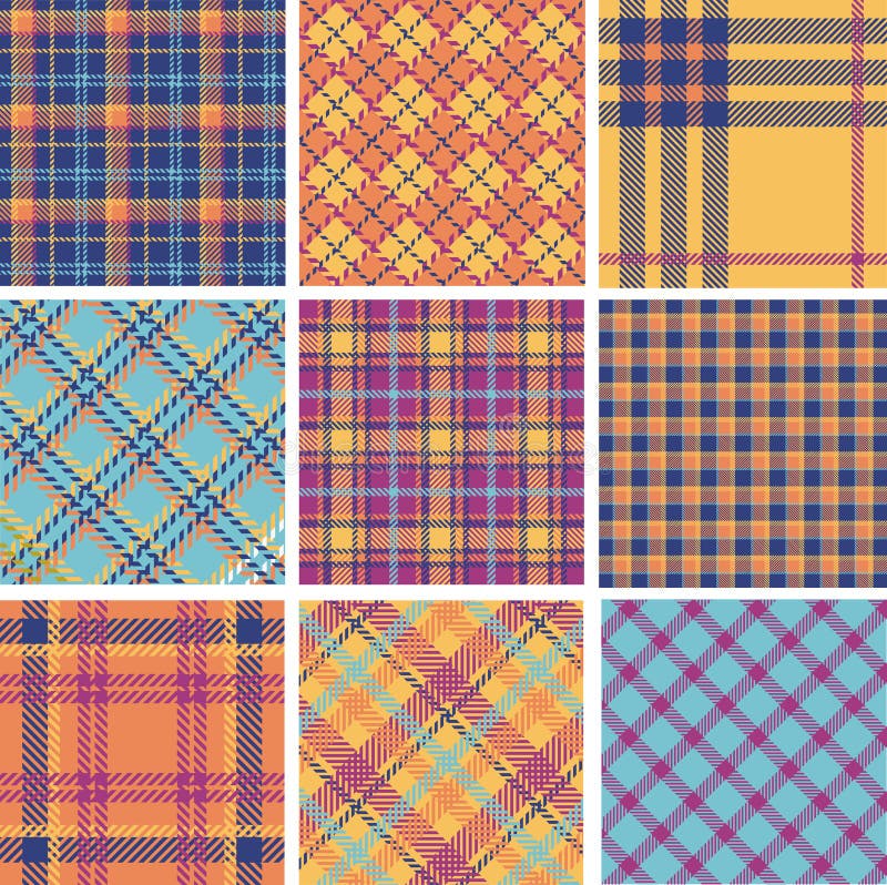 Color plaid patterns set stock illustration. Illustration of backdrop ...