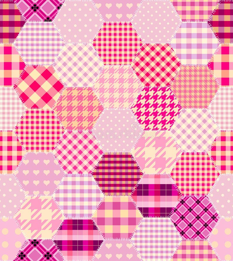 Plaid Pink Patchwork. Hexagons Pattern. Quilting Design Patchwork Plaid ...