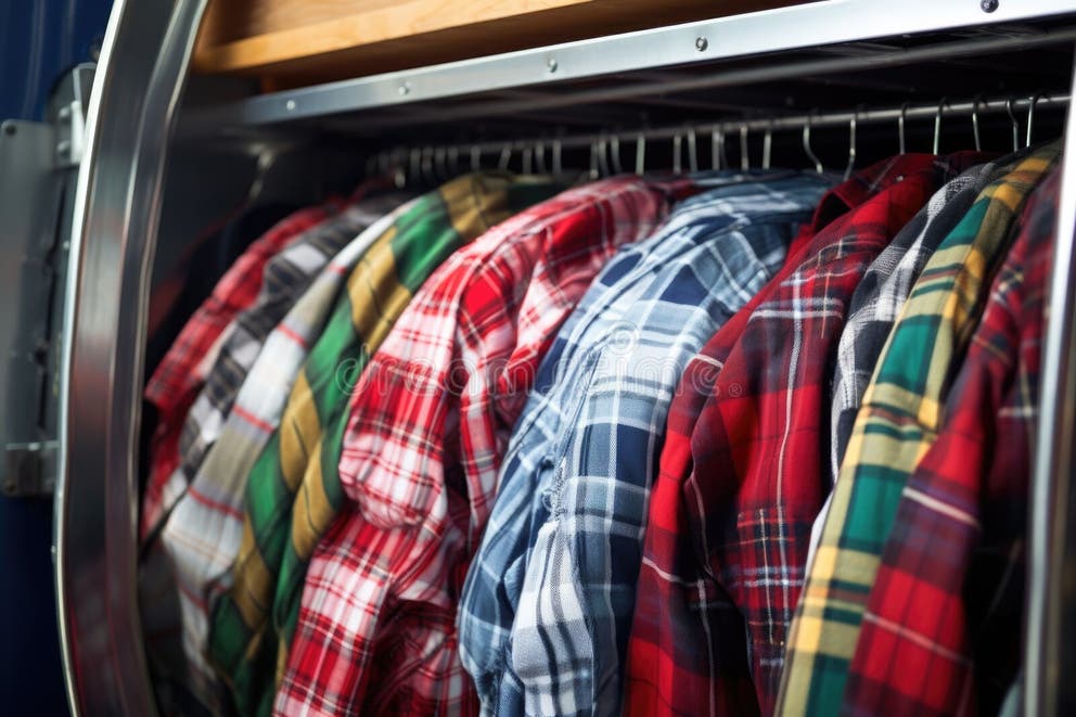 Plaid Shirts Rolling Inside a Clothes Dryer Stock Illustration ...