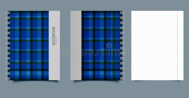 Plaid Spiral Notebook with Graph Paper. School and Office Template ...