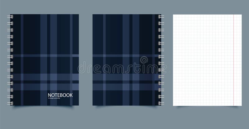 Plaid Spiral Notebook with Graph Paper. School and Office Template ...