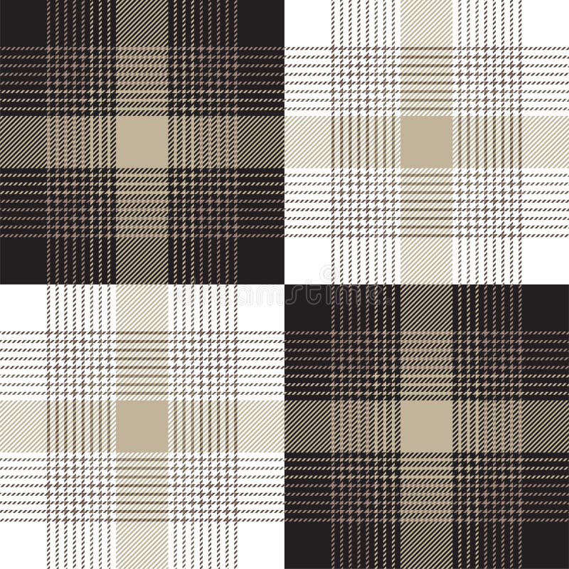 Beige, Black and White Patchwork Tartan Plaid. Tweed Pattern Fabric ...