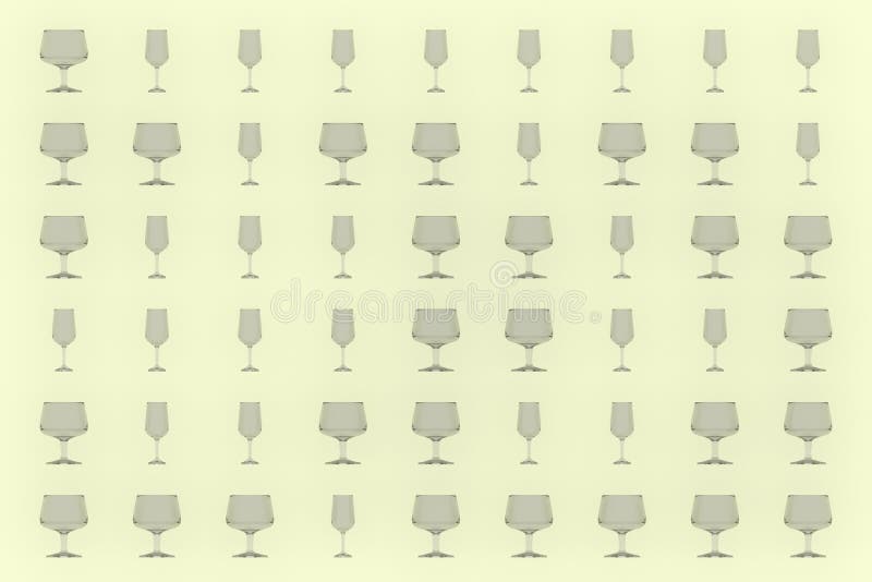 Plain Background with Bunch of Empty Glasses Transparent. 3D Rendering ...