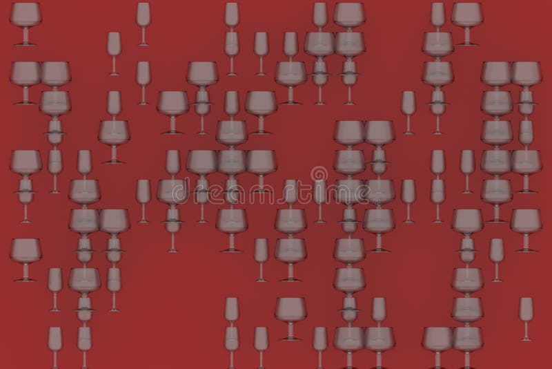 Plain Background with Bunch of Empty Glasses Transparent. 3D Rendering ...