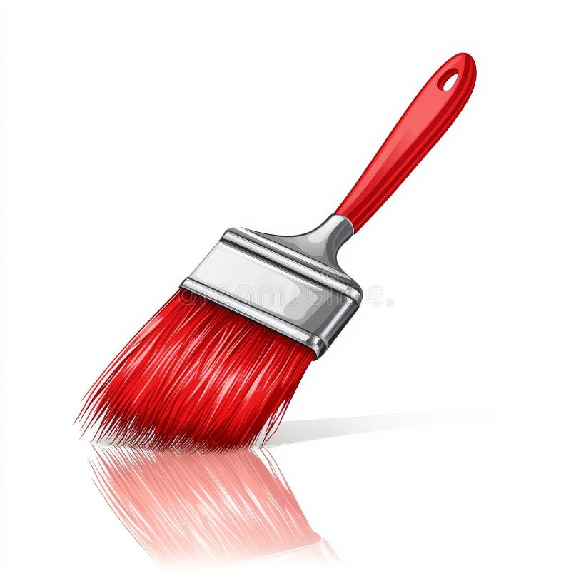 A Plain Background Sets the Stage for a Bright Red Paintbrush, Ready ...