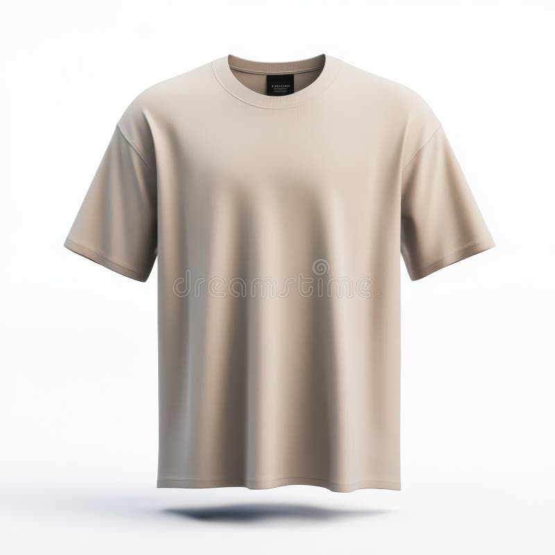 A Plain Beige T-shirt Displayed Against a White Background, Showcasing ...