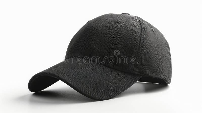 Plain Black Baseball Cap, with a Curved Brim and a Slightly Worn ...