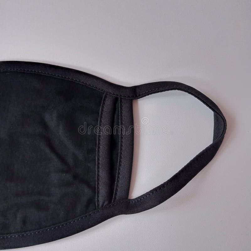 Plain Black Cotton Cloth Mask with Minimalist Strap Stock Image - Image ...