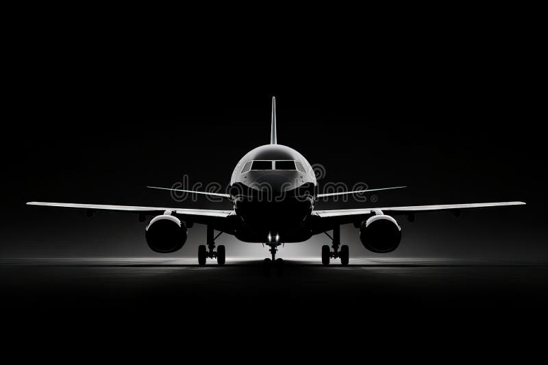 Plain Black Plane Silhouette, White Background Generative AI Stock ...