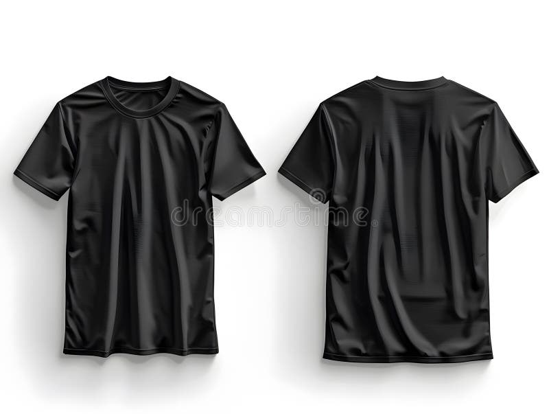 Plain Black T-shirt Mockup Design. Front and Rear View Stock ...