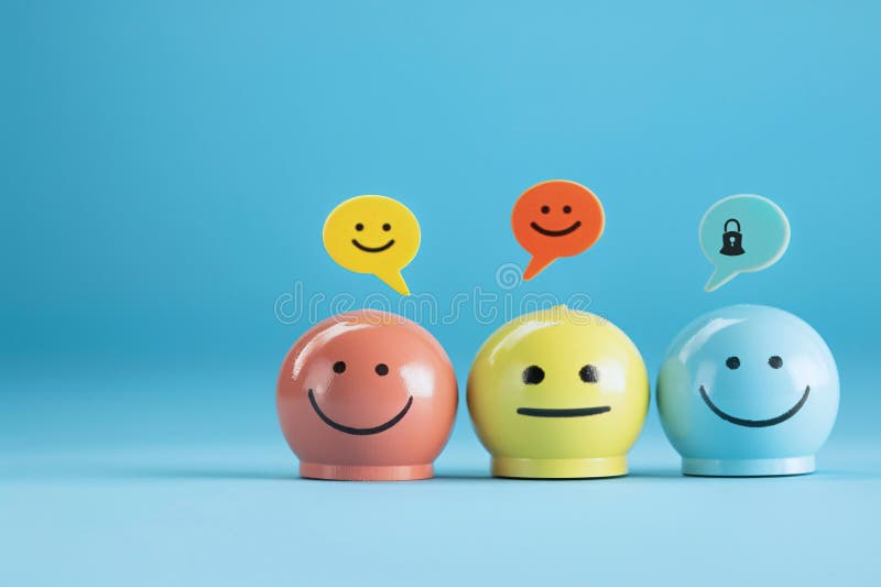 A Plain Blue Background Featuring Symbols of Customer Service and ...