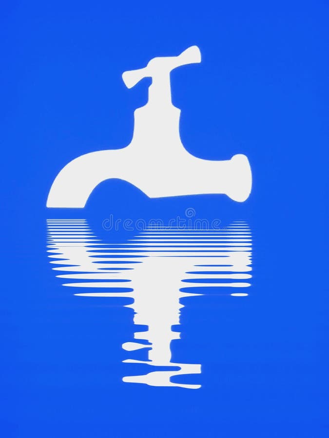 Plain Blue Background from a Single Floating Tap Shape in White Colour ...