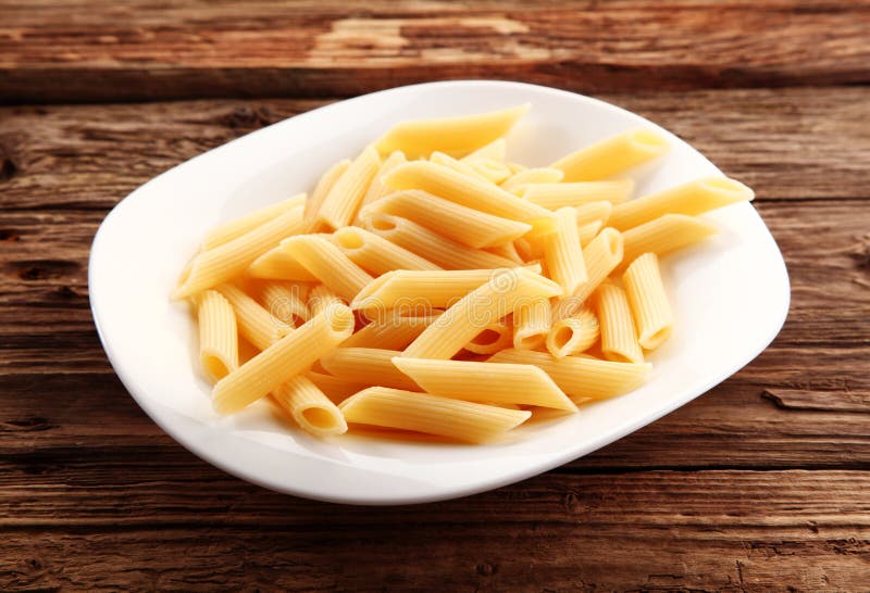 Plain Boiled Penne Pasta Rustic Wooden Table Stock Photos - Free ...