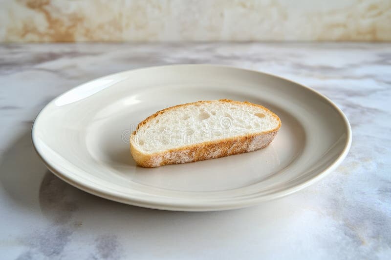 Plain Bread Slice on a Clean Plate, Highlighting Food Insecurity ...