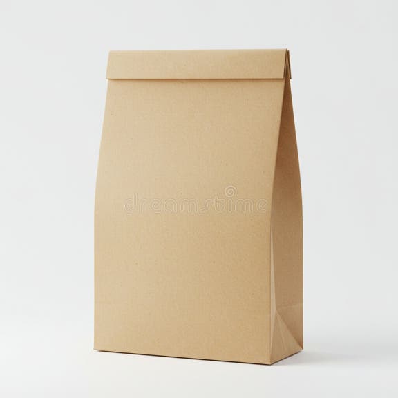 A Plain, Brown Paper Bag with a Rectangular Shape Stands Upright on a ...