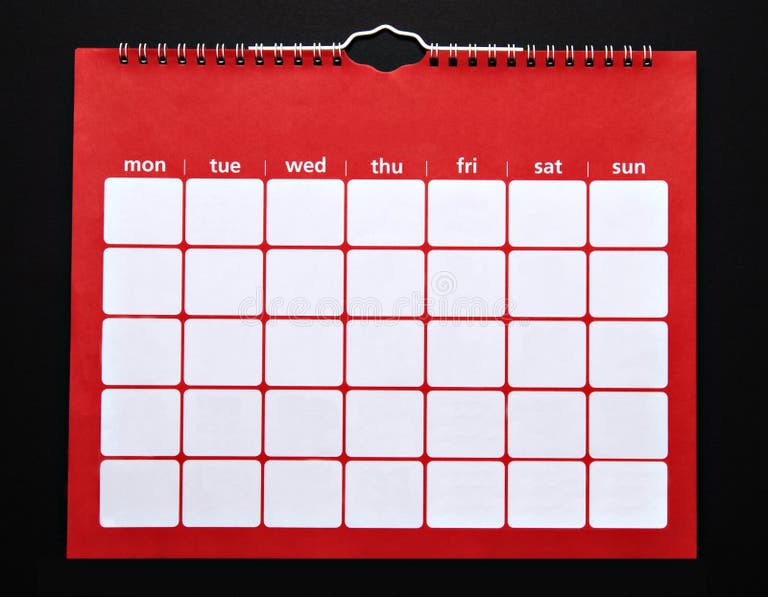 Plain Red Empty Hanging Calendar Stock Photo - Image of planner ...