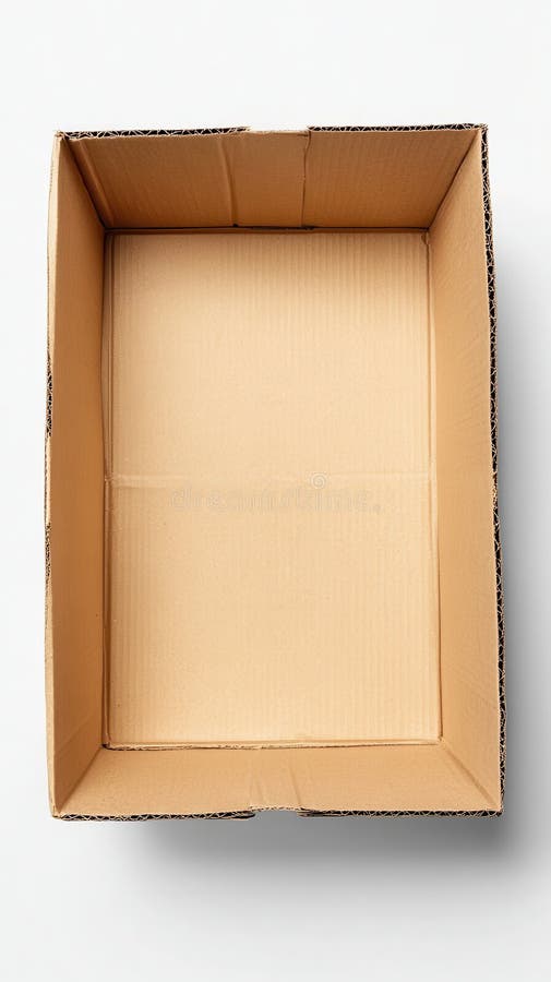 Plain Cardboard Box with No Contents, Overhead View Stock Image - Image ...
